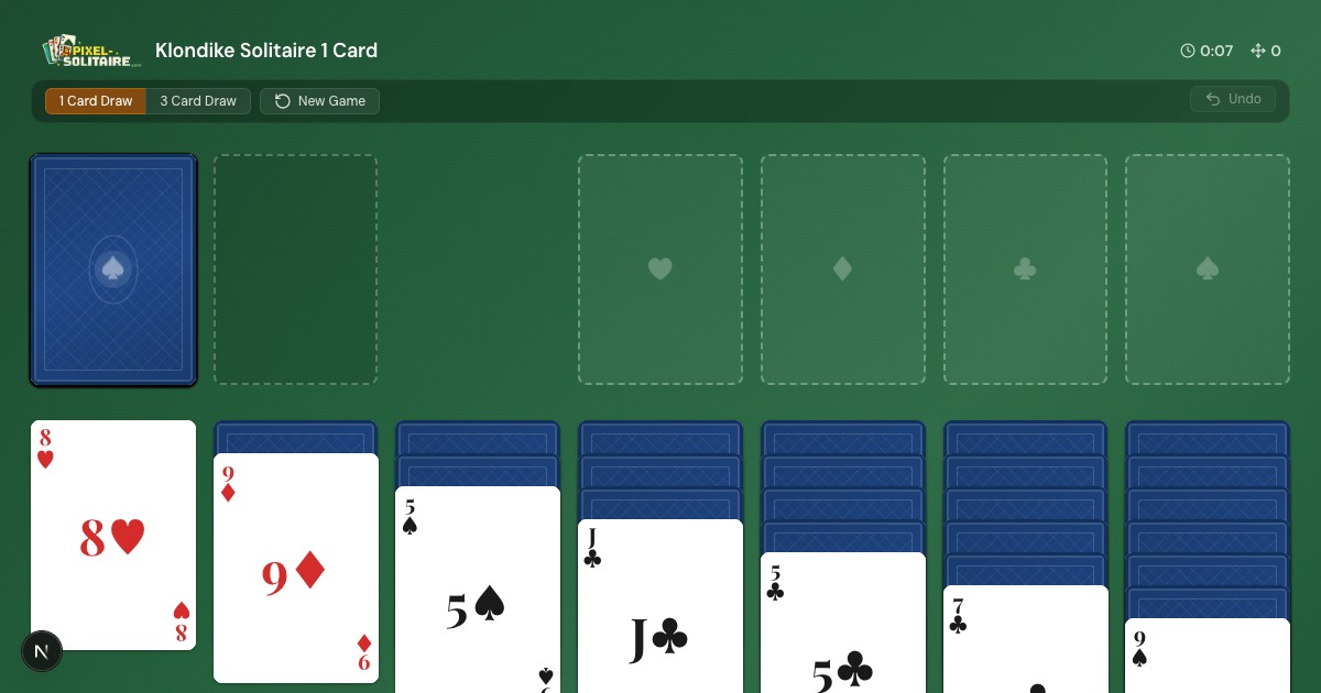 Pasjans Pająk 1 Kolor – Łatwy Poziom Za Darmo | Pixel Solitaire